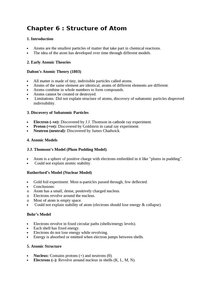 Chapter 6 Structure of Atom | PDF | Atoms | Atomic Nucleus