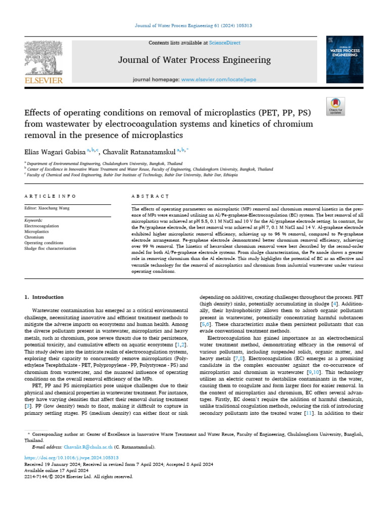 Journal of Water Process Engineering - 2024. If 6.3 | PDF | Chromium | Ph