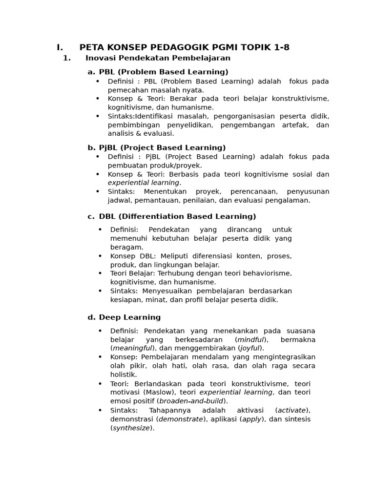 Peta Konsep Pedagogik Pgmi Topik 1 | PDF