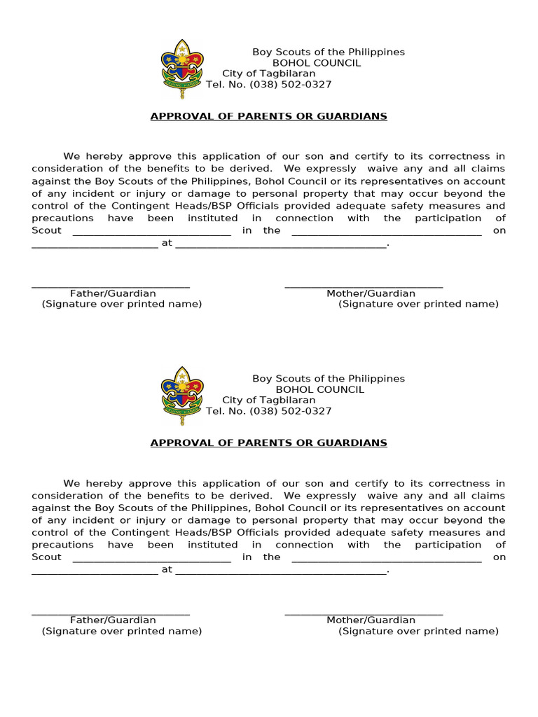Parents Consent Boy Scout | PDF