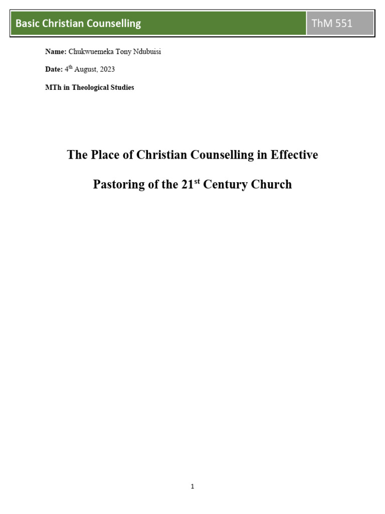 Basic Christian Counselling | PDF | Christian Counseling
