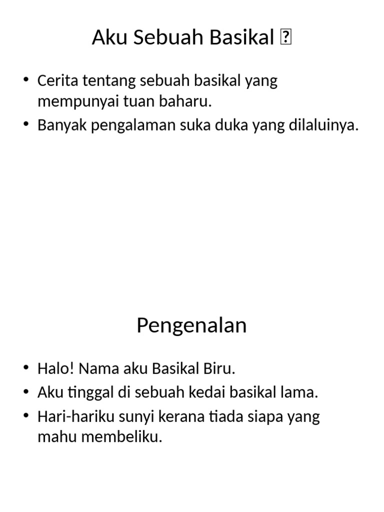 Aku Sebuah Basikal Bergambar Pdf