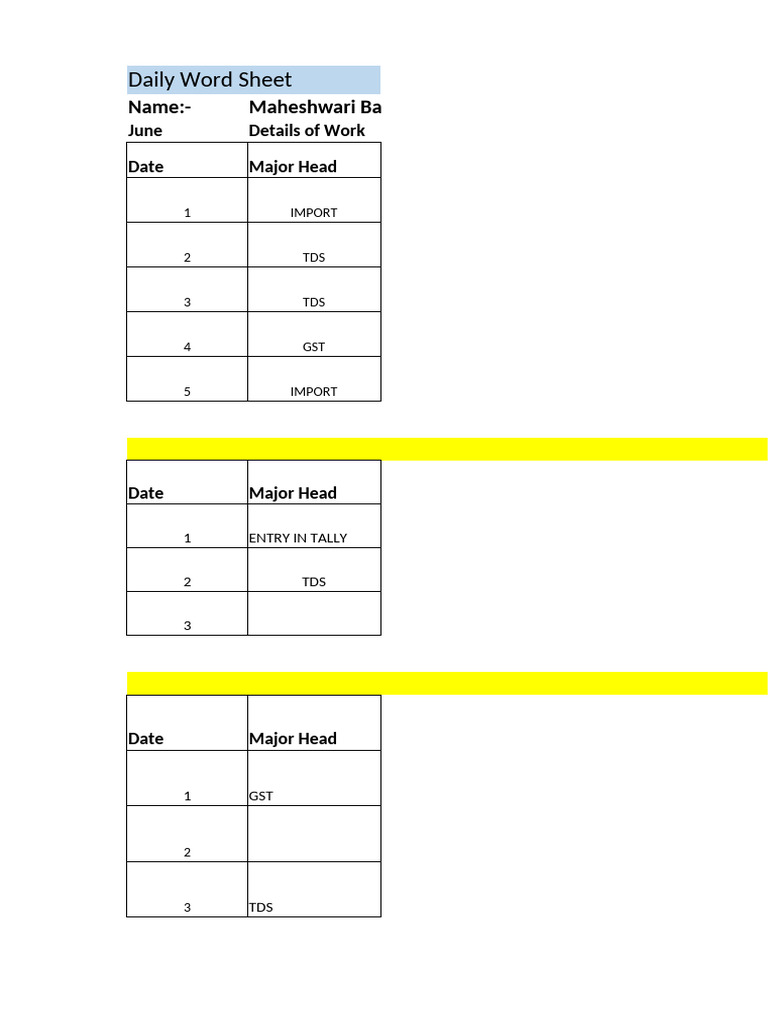 Daily Report Work Sheet | PDF | Accounting | Business Documents