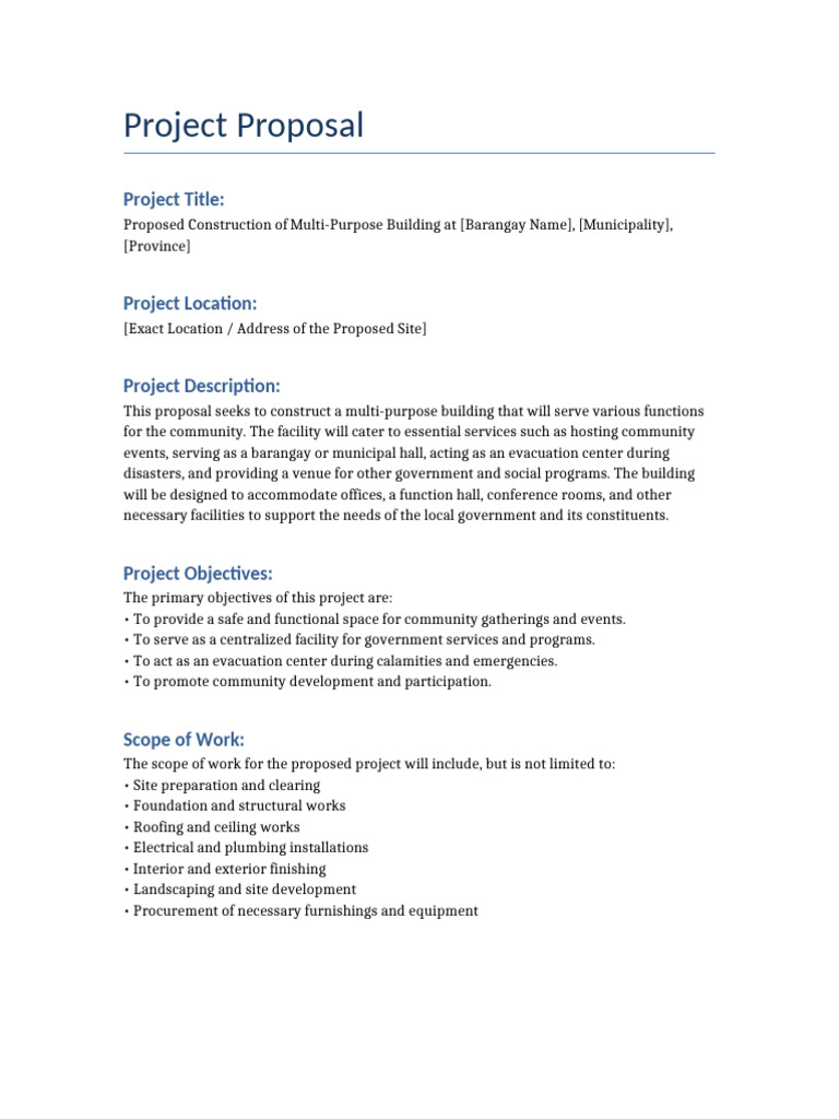 Multi Purpose Building Proposal | PDF