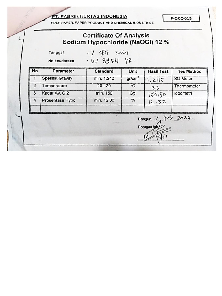 Coa Chlorine 2024 | PDF