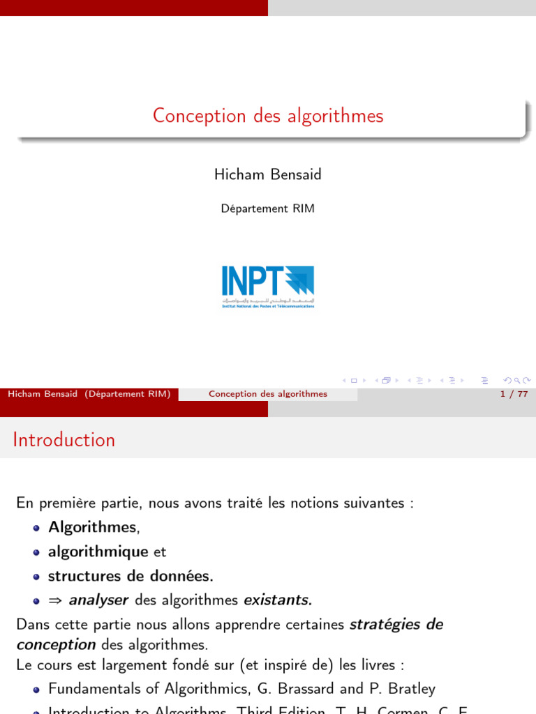 Conception Des Algorithmes Introduction | PDF | Programmation dynamique ...