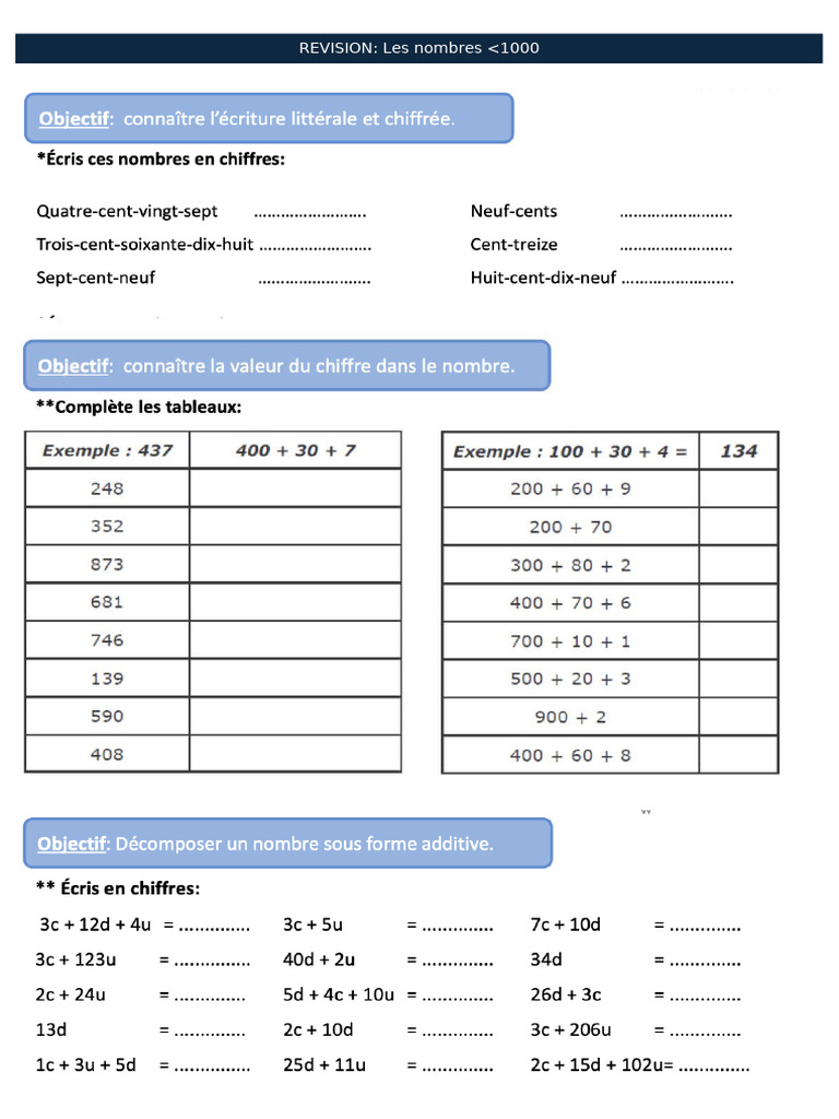 cm1 Révision 1000 | PDF