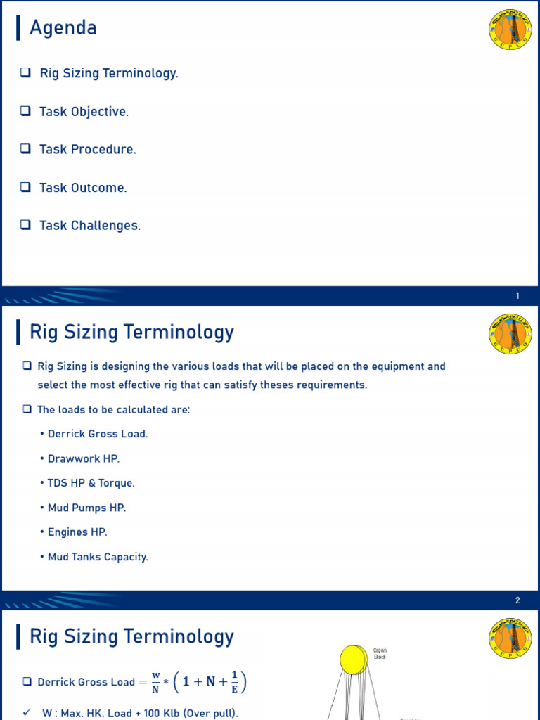 Rig Sizing Guidelines and Calculations | PDF