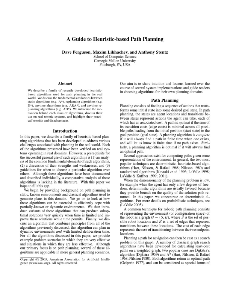 A Guide To Heuristic-Based Path Planning: Dave Ferguson, Maxim ...