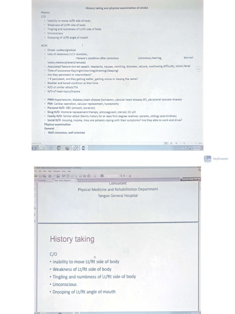 Stroke History and Physical Examination | PDF