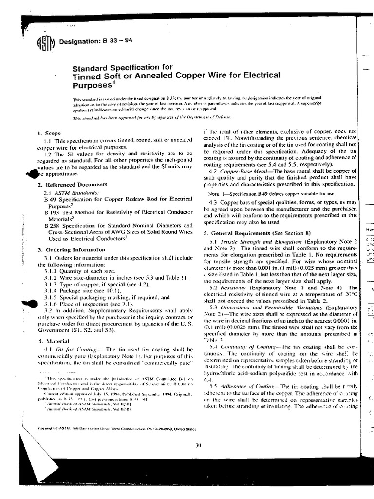 Astmd B 33 94 Test Methods | PDF
