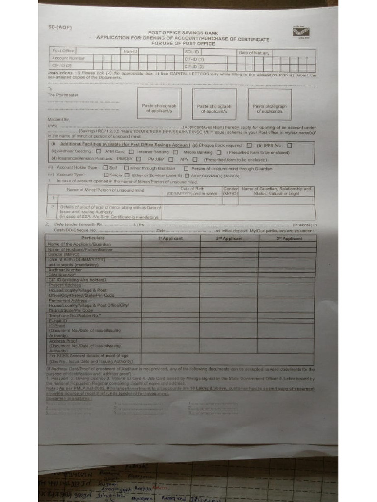 Post Office Account Form | PDF