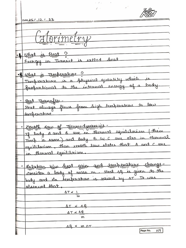 Calorimetry Notes Handwritten | PDF