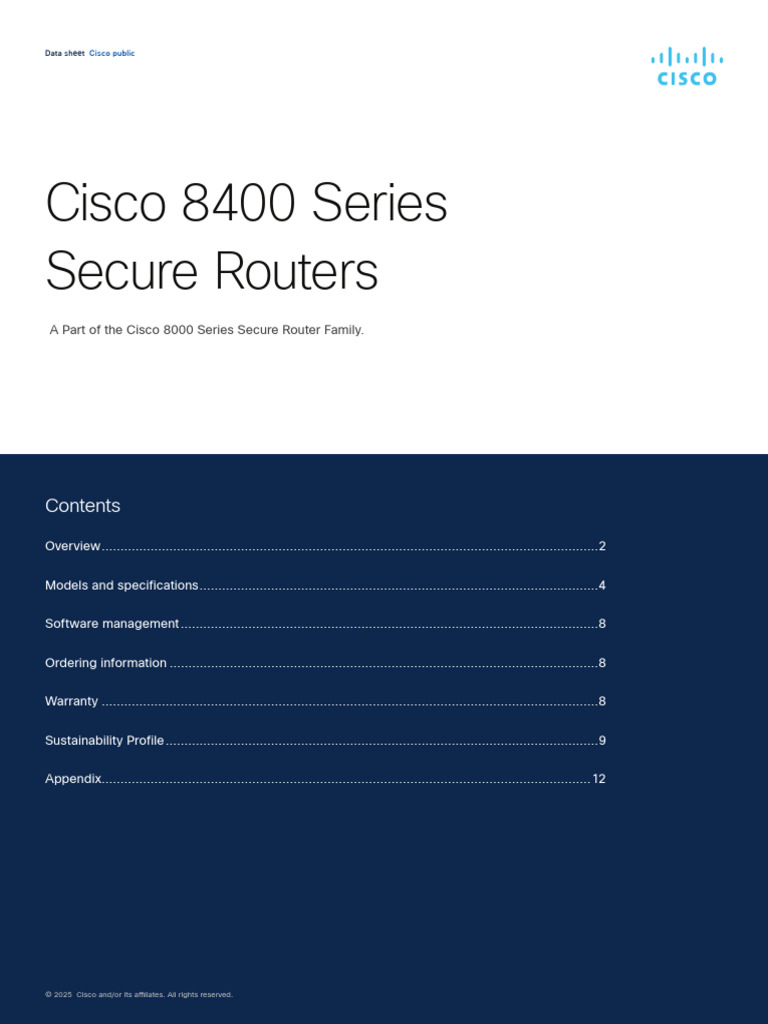 Cisco 8400 Series Secure Router Datasheet | PDF | Computer Network ...