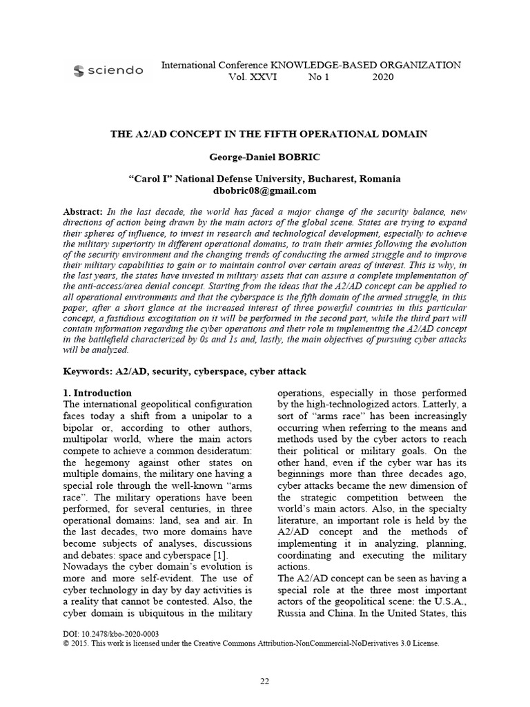 The A2AD Concept in The Fifth Operational Domain | PDF | Cyberwarfare ...