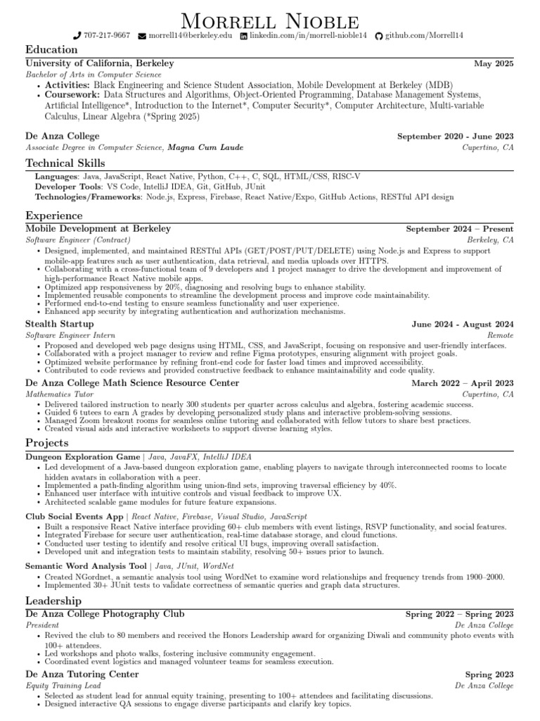 Morrell Nioble Resume01 | PDF | Mobile App | Java Script