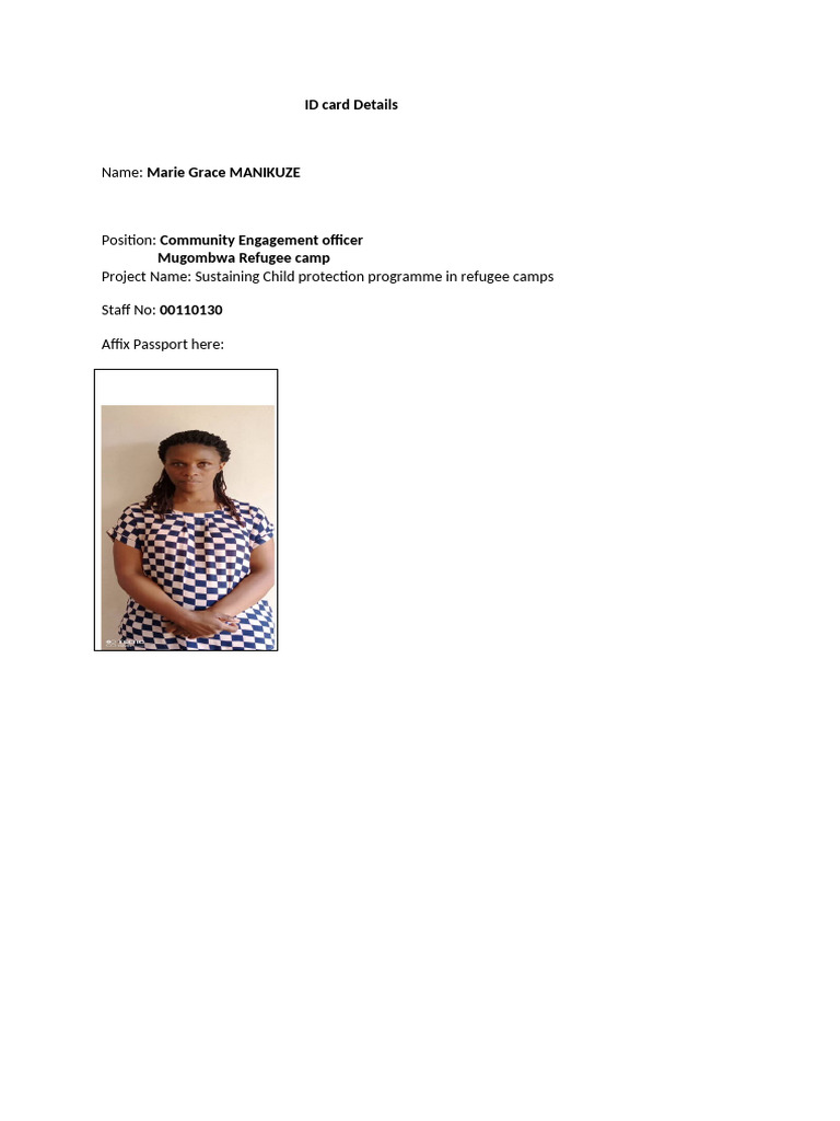 ID Card for Community Engagement Officer | PDF