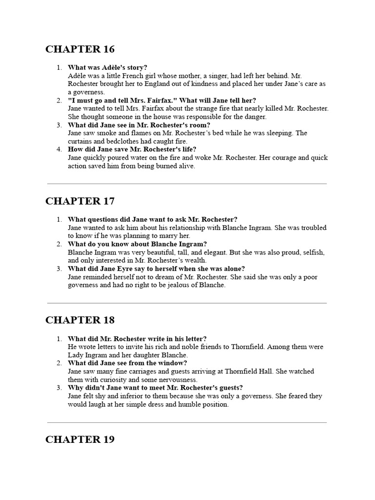 Jane Eyre Chapter 16 Summary | PDF | Jane Eyre
