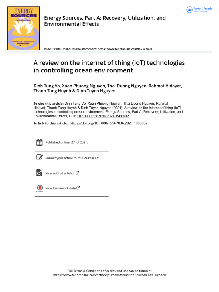 A Review On The Internet of Thing IoT Technologies in Controlling Ocean ...