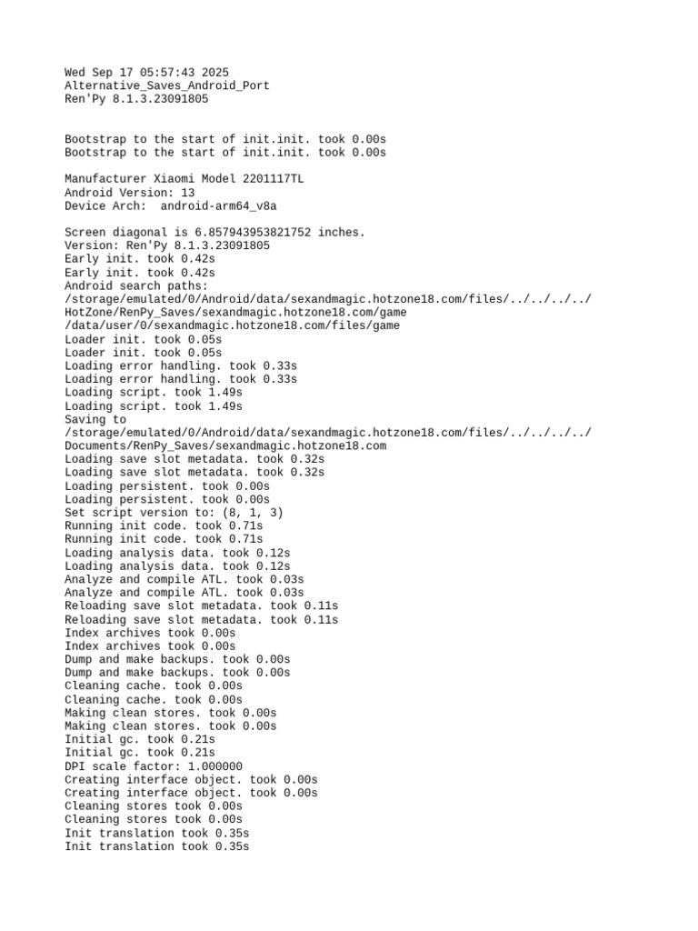 Ren'Py Save Initialization on Android | PDF