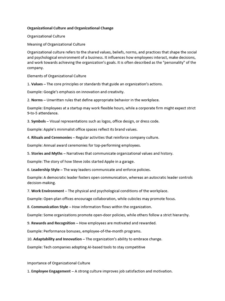 Understanding Culture and Change in Organizations | PDF ...