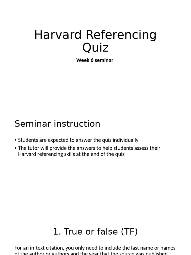 Harvard Referencing Quiz Instructions | PDF | Digital Object Identifier