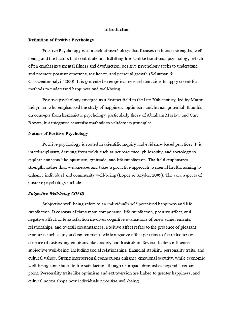 Definition of Positive Psychology | PDF | Positive Psychology | Well Being