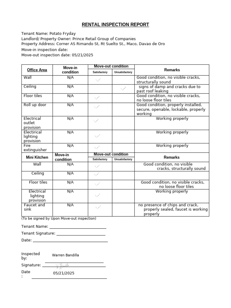 Rental Inspection Report for Maco Property | PDF | Building Engineering ...