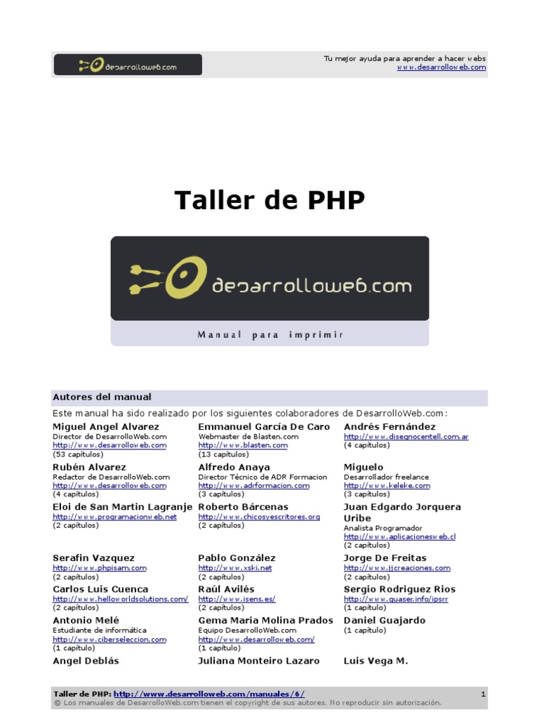 Manual Taller PHP - Parte 1 | PDF