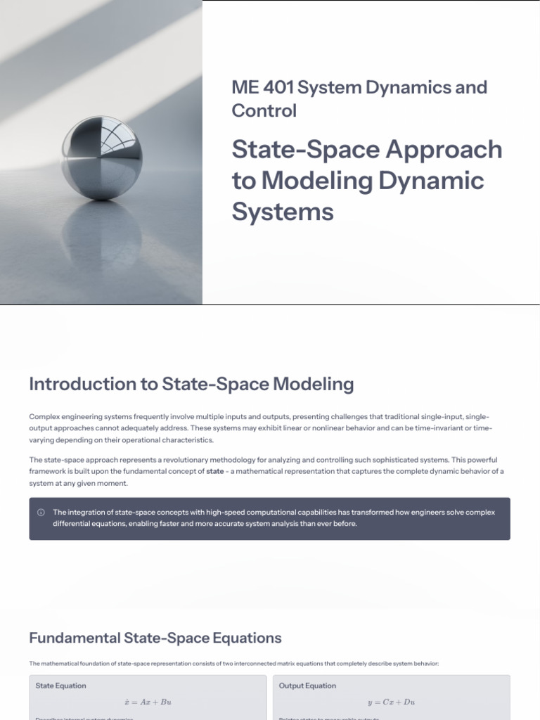 State-Space Modeling for Dynamic Systems | PDF | Matrix (Mathematics ...