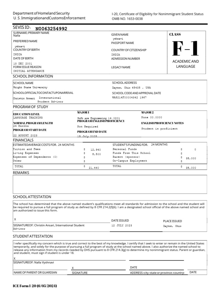 I-20 Form for International Students | PDF | Travel Visa | Human Migration