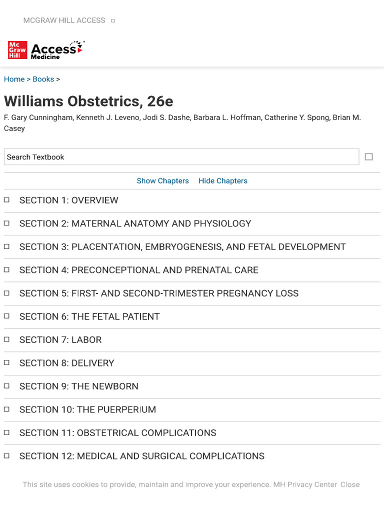 Williams Obstetrics, 26e - AccessMedicine - McGraw Hill Medical | PDF