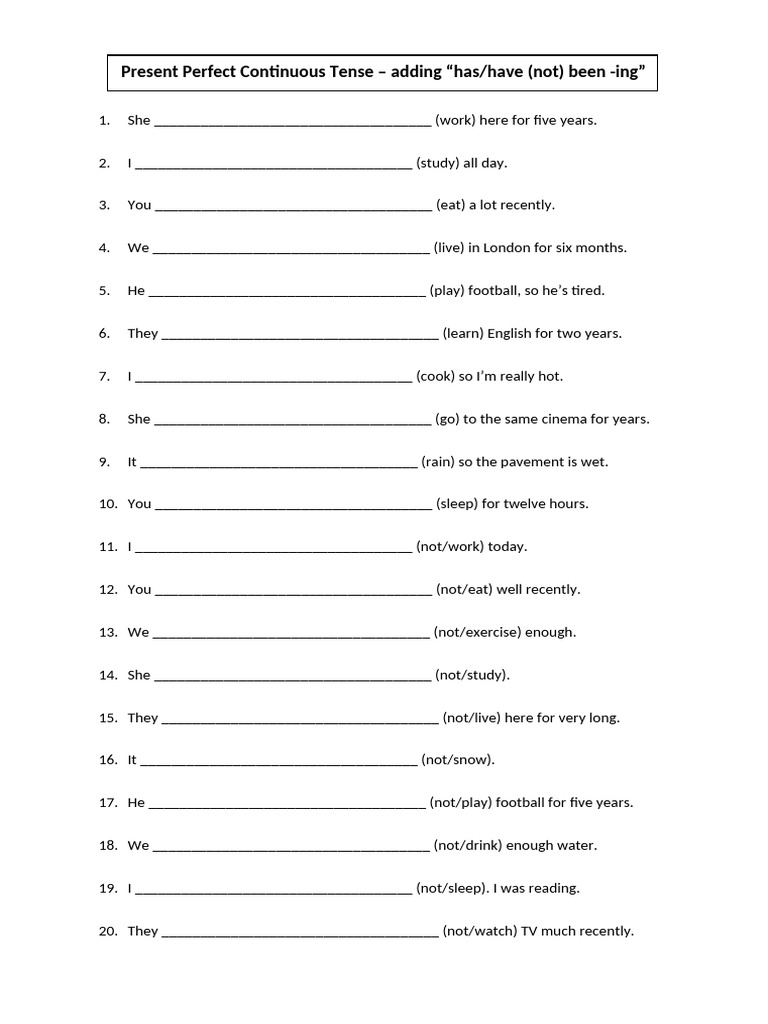 Present Perfect Continuous Tense | PDF