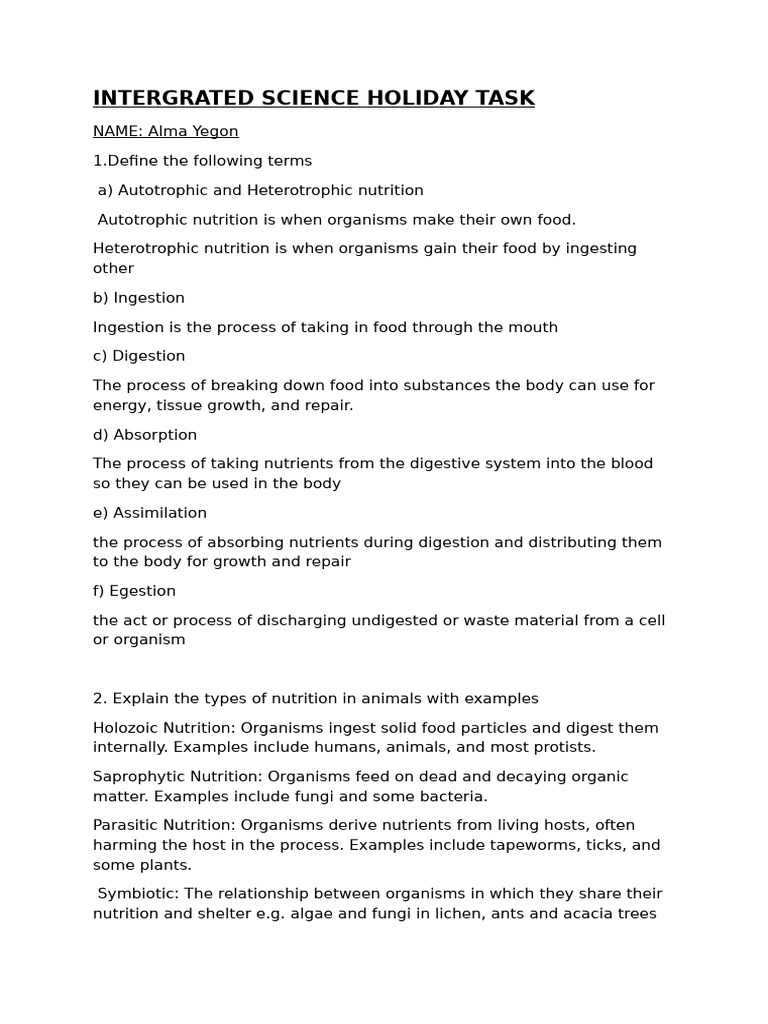 Intergrated Science Holiday Task | PDF | Flowers | Fertilisation