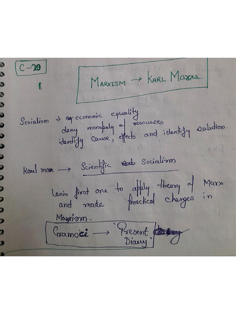 Class 20 (Karl Marx - Marxism) Notes | PDF