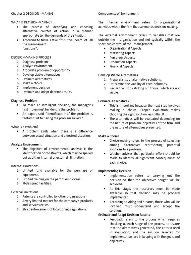 Decision-Making Process Explained | PDF | Evaluation | Quantitative ...