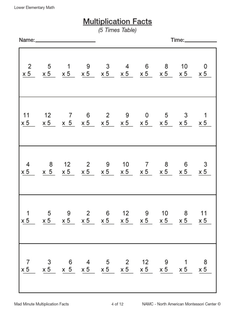 5 and 6 Times Table Practice | PDF