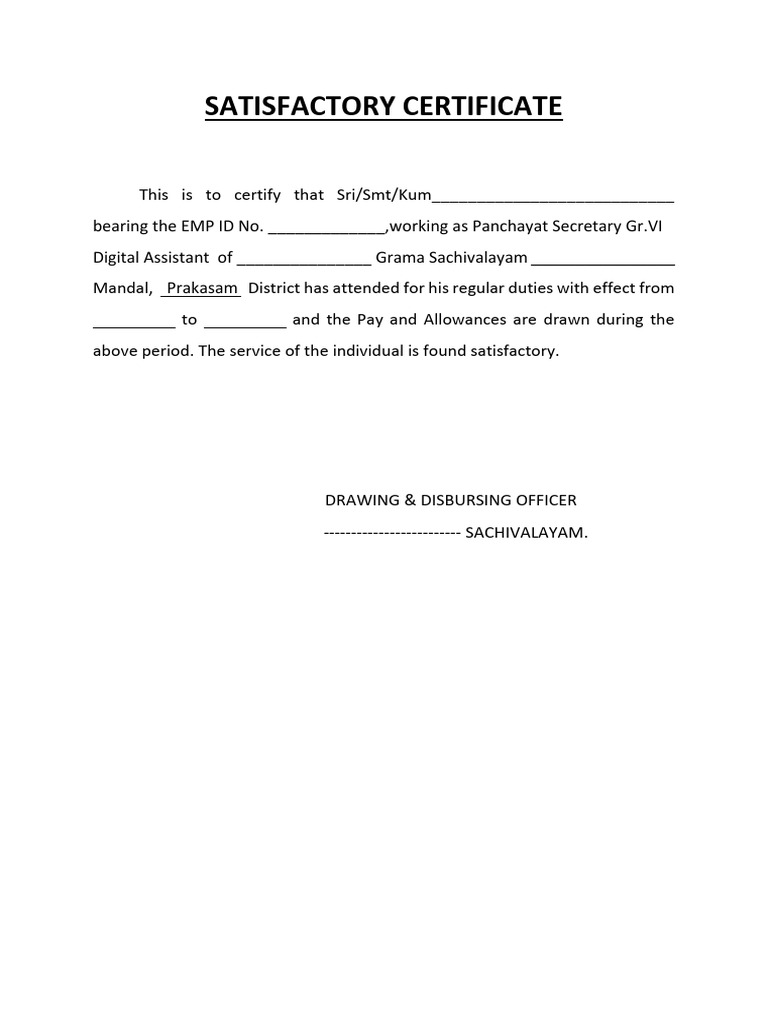 Satisfactory Service Certificate Template | PDF