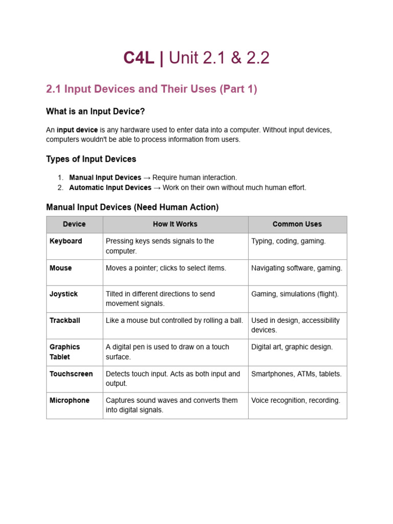 Input Devices Overview and DDE | PDF | Cursor (User Interface) | Computing