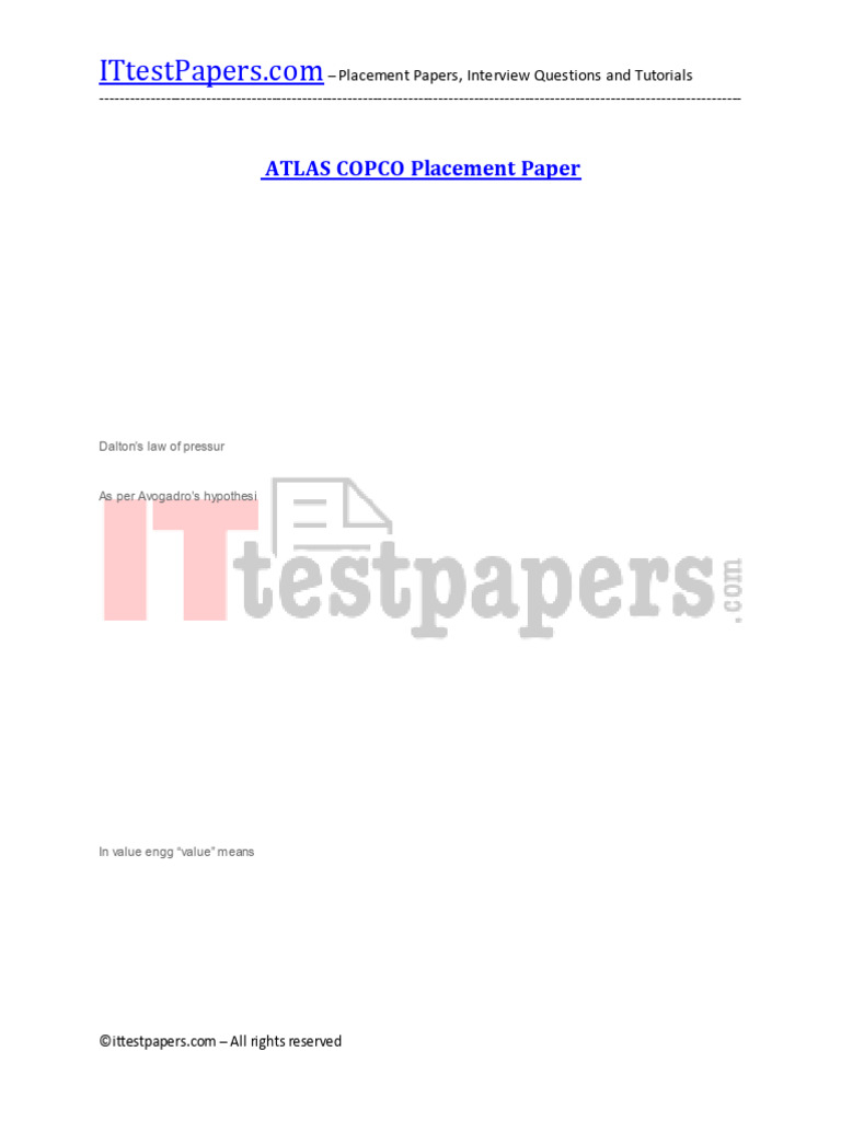 ATLAS COPCO Placement Paper Insights | PDF | Heat | Heat Transfer