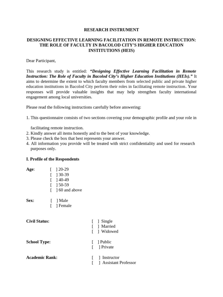 Faculty Roles in Remote Learning Bacolod | PDF | Educational Assessment ...