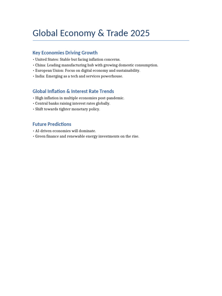 Global Economy Trends & Predictions 2025 | PDF
