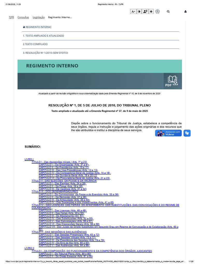 Regimento Interno do TJPR Atualizado | PDF | Emenda Constitucional ...