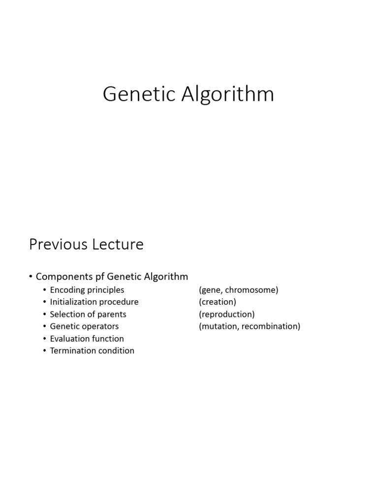 Lec 17 Genetic Algorithm 2 | PDF | Genetic Algorithm | Fitness (Biology)