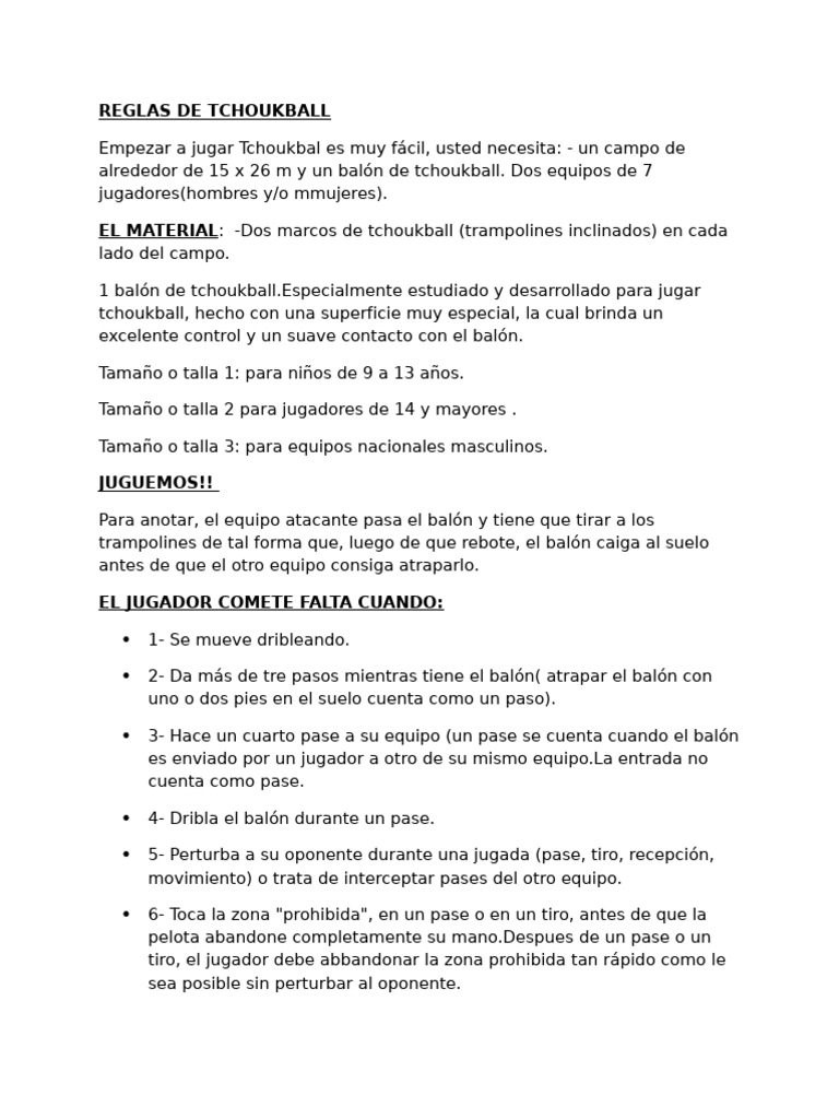 Reglas del Tchoukball | PDF | Deportes | Deportes de equipo