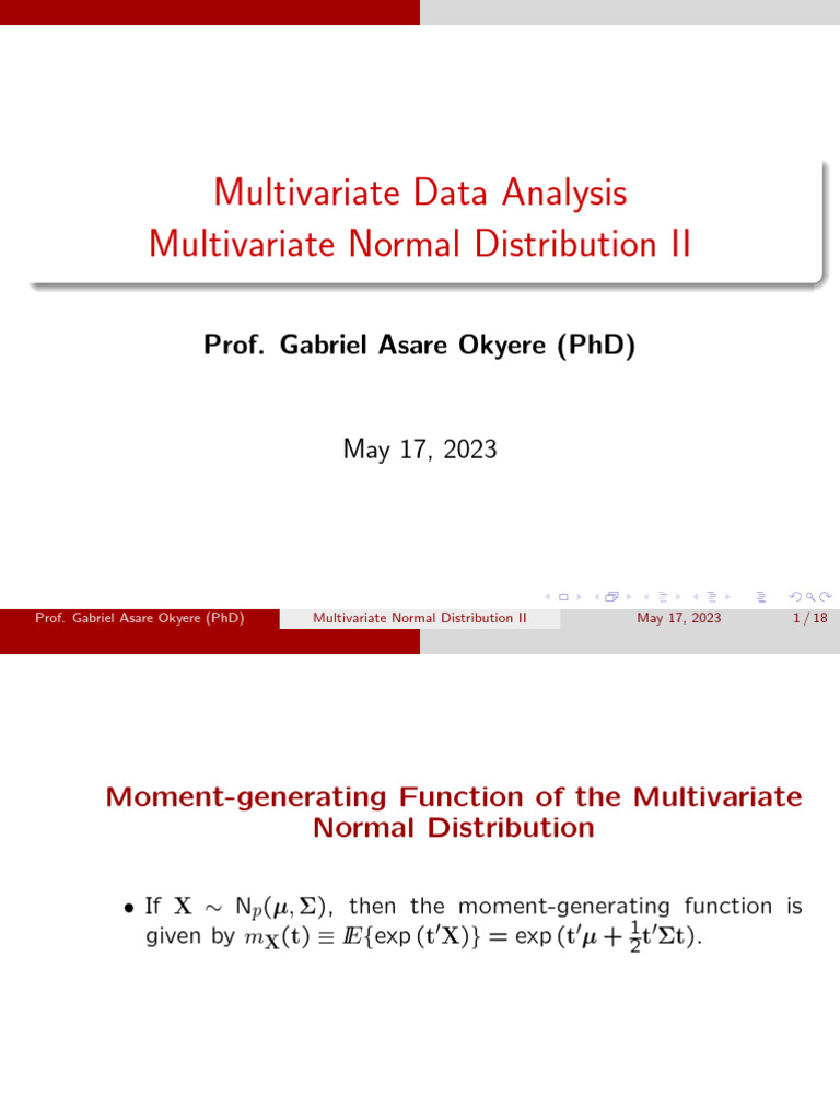 4.multivariate Normal Distribution II | PDF | Statistical Models ...
