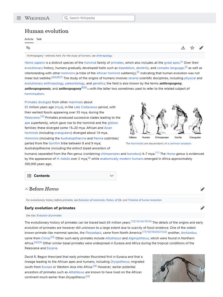 En M Wikipedia Org Wiki Human Evolution... | PDF | Homo | Human Evolution