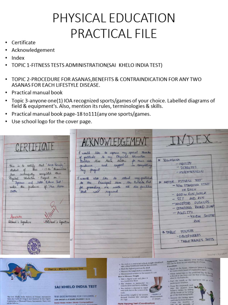 Class 12 Physical Education Practical File | PDF