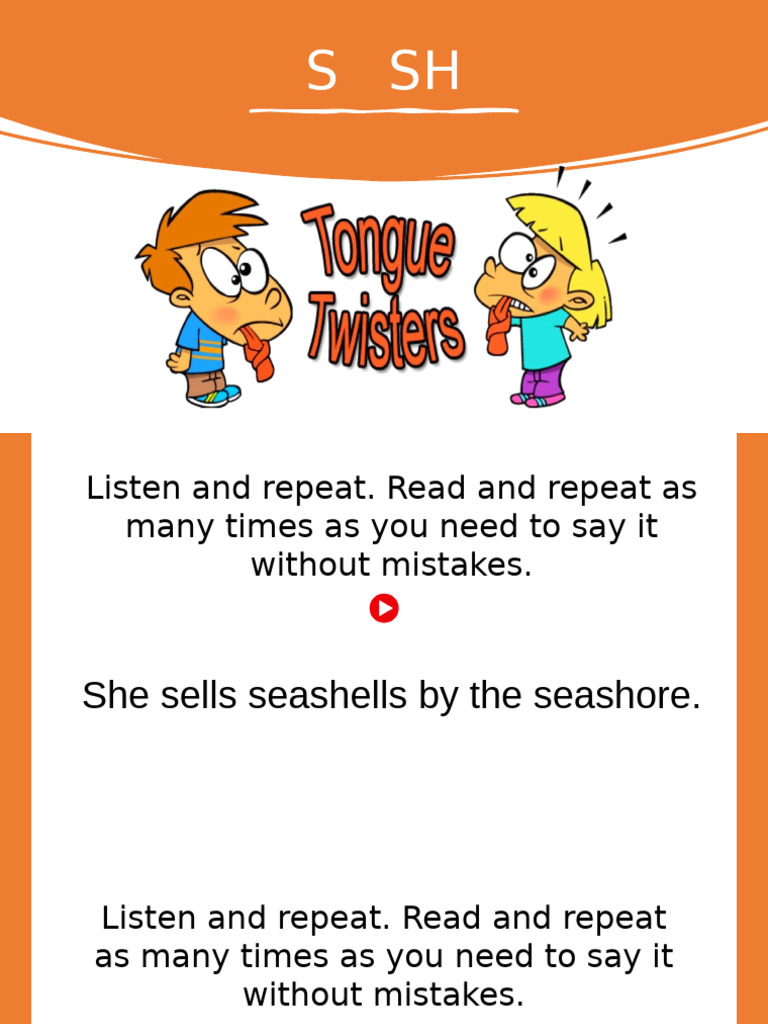 Tongue Twisters SSH Fun Activities Games Pronunciation Exercises Phoni ...