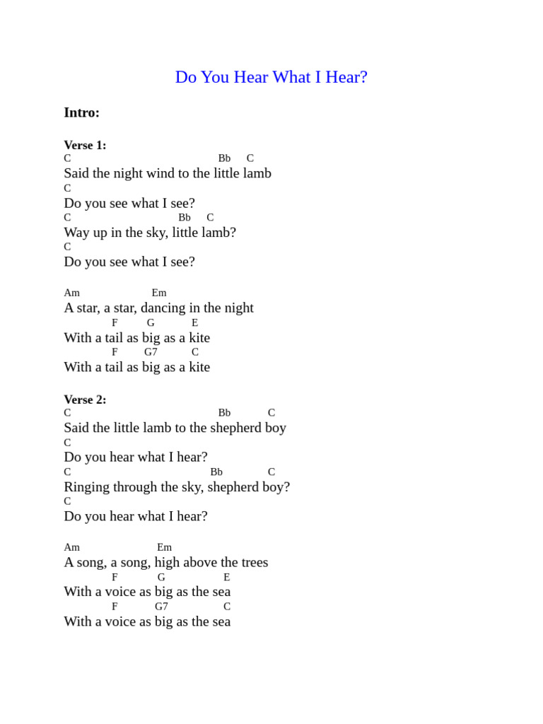Do You Hear What I Hear? Lyrics | PDF